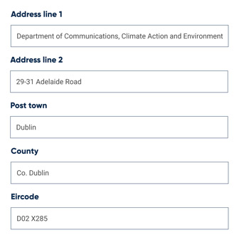 Irish address lookup UX