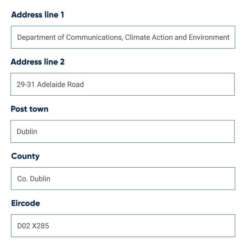Irish address lookup UX